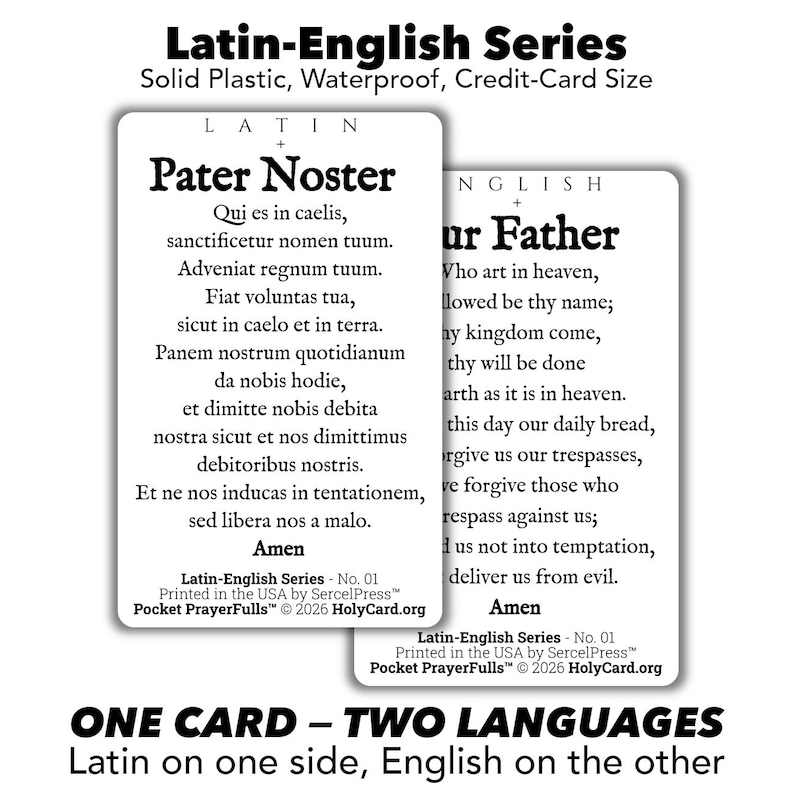 Our Father Latin & English - Bilingual Catholic Prayer Card | Pater ...