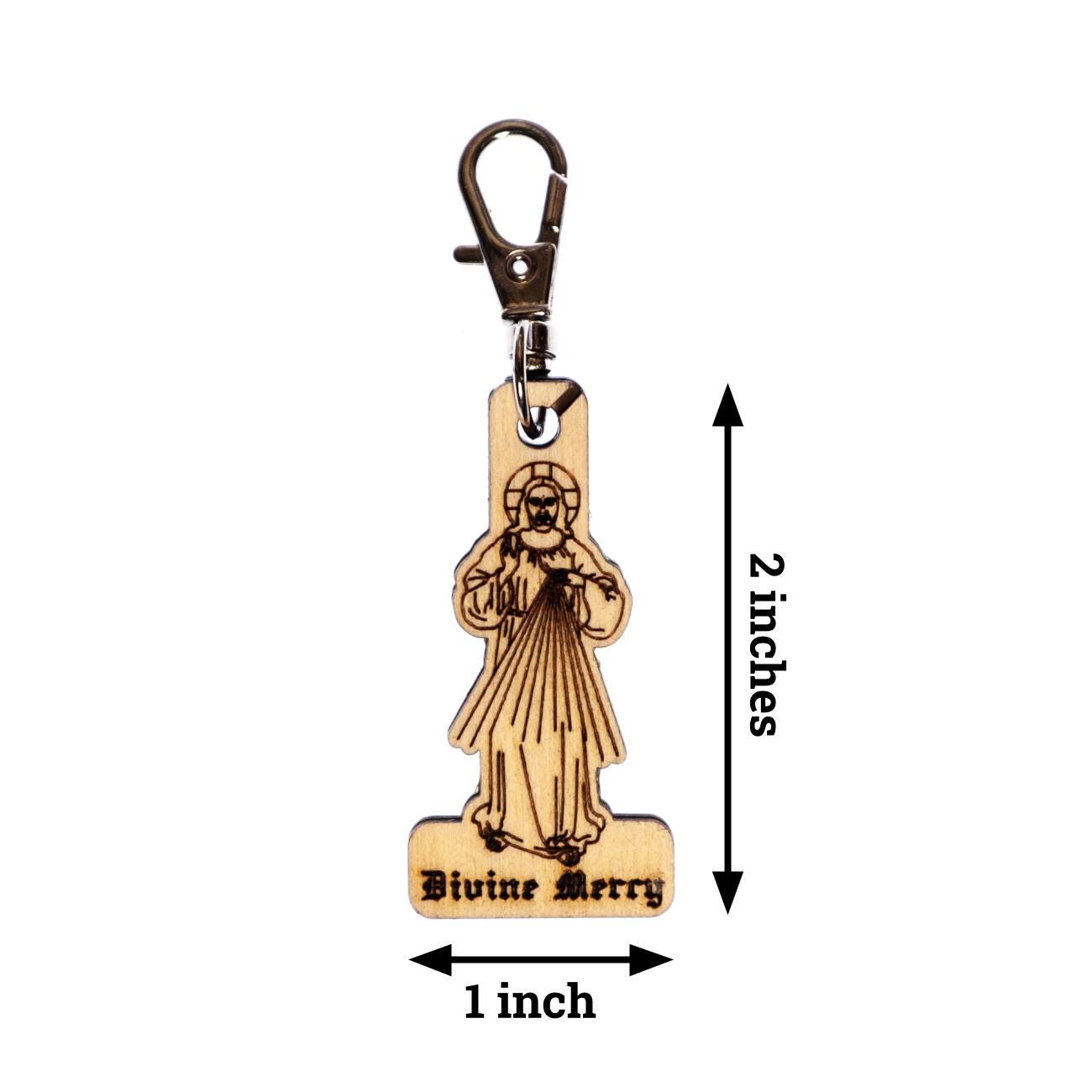 Divine Mercy Engraved Wood Keychain With Clip for Keys, Backpack, Purse ...