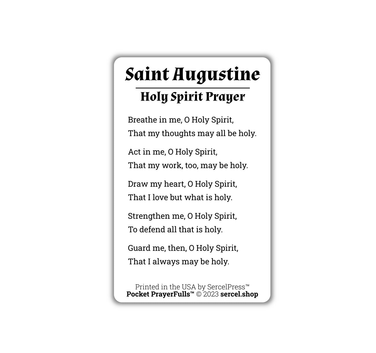 St. Augustine, Holy Spirit Prayer: Pocket Prayerfulls™ | Durable Wallet ...