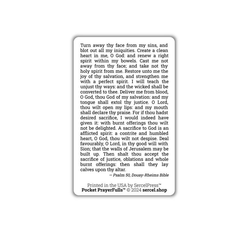 Psalm 51: Pocket Prayerfulls™ | Durable Wallet Holy Cards | Holy Bible ...