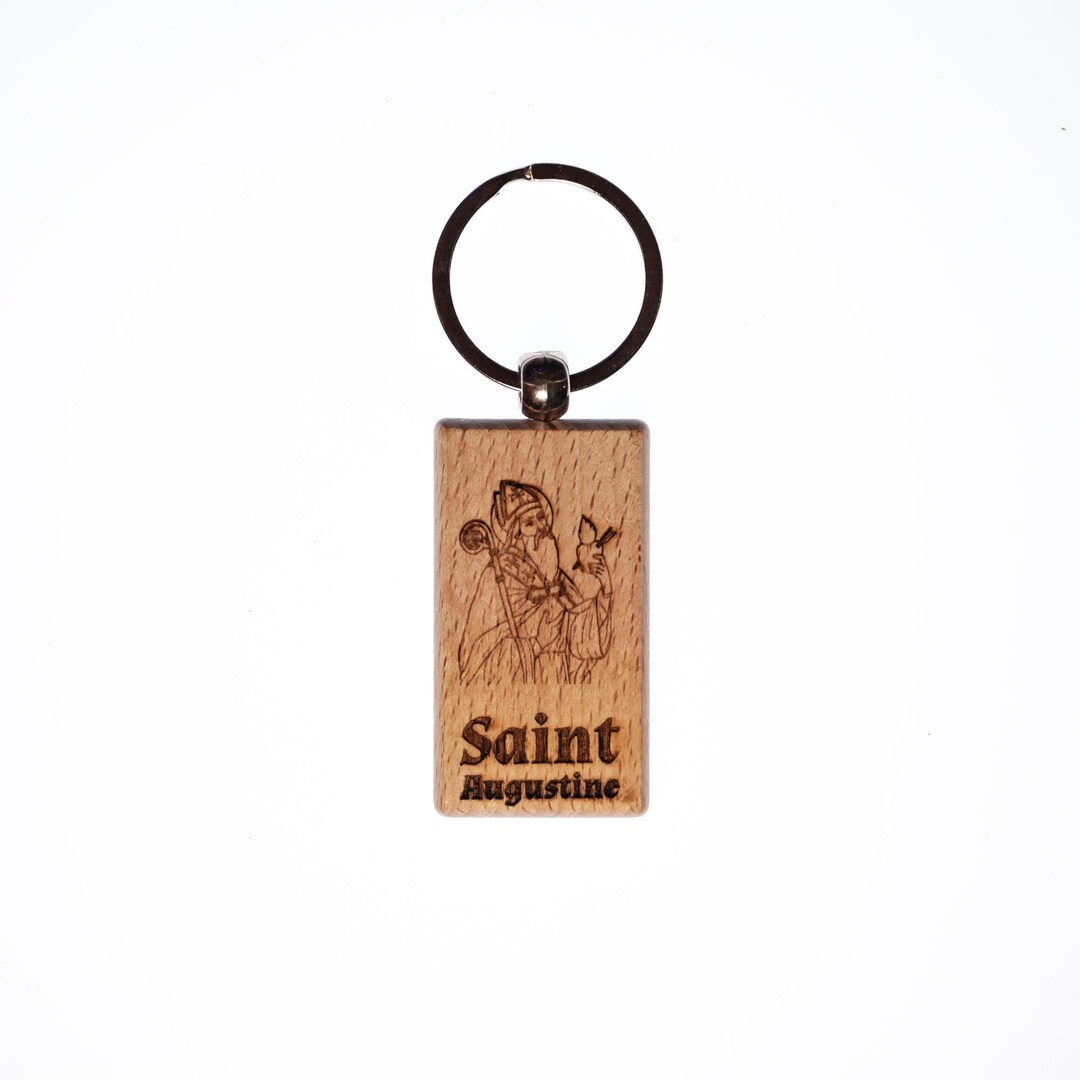 Saint Augustine, Solid Wood Keychain, Engraved in the USA, Catholic - Etsy