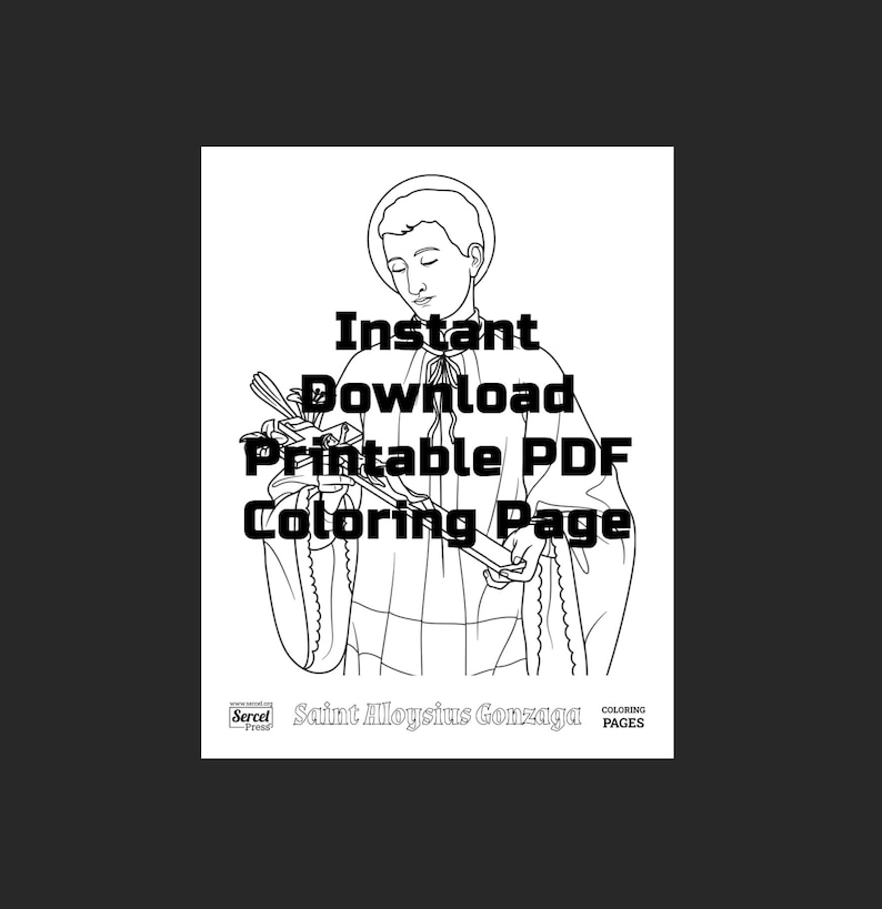Saint Aloysius Gonzaga, Printable Catholic Coloring Page, High ...
