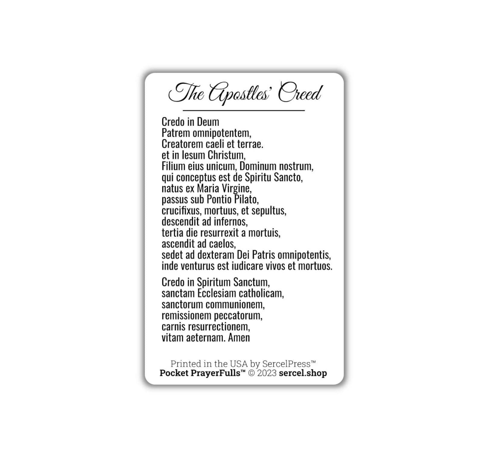 The Apostles' Creed in Latin / Credo in Deum: Pocket Prayerfulls ...