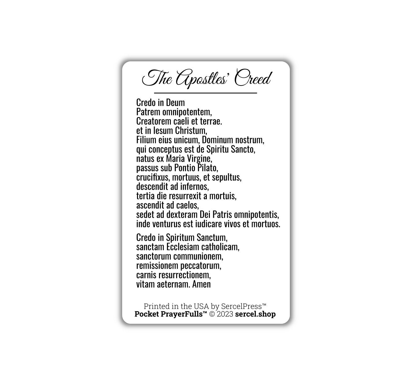 The Apostles' Creed in Latin / Credo in Deum: Pocket Prayerfulls ...