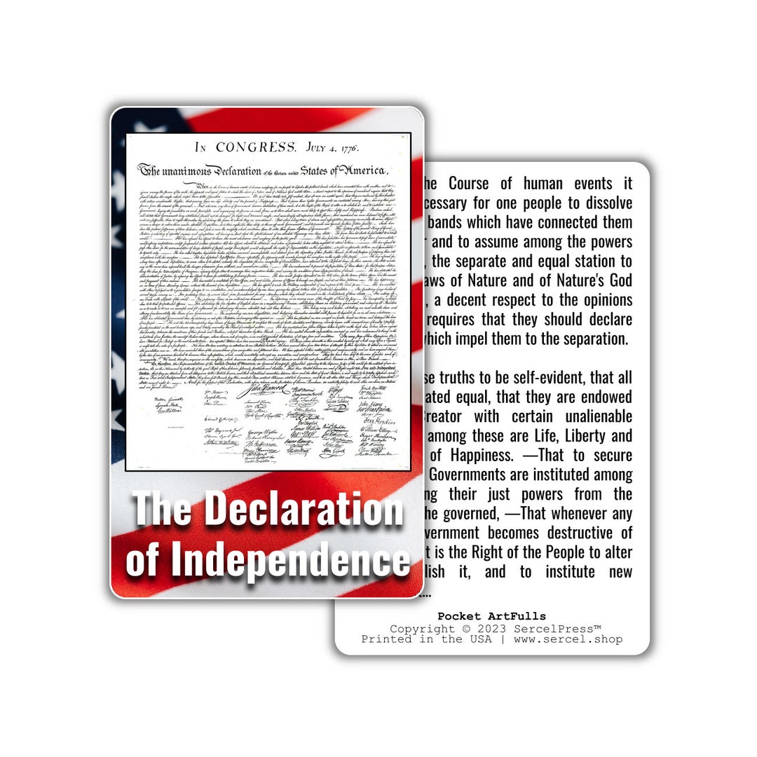Declaration of Independence | Durable Wallet Patriotic Card | 4th of ...