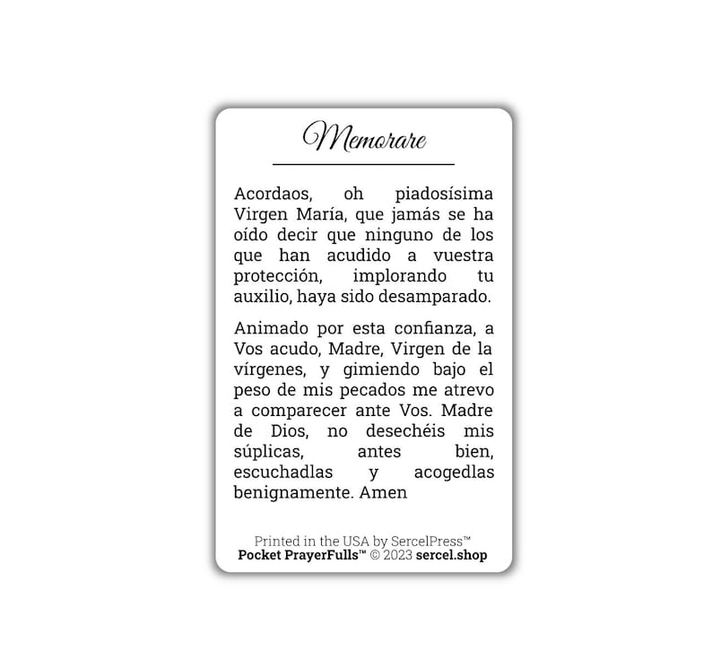 Memorare in Spanish: Pocket Prayerfulls™ Durable Wallet - Etsy