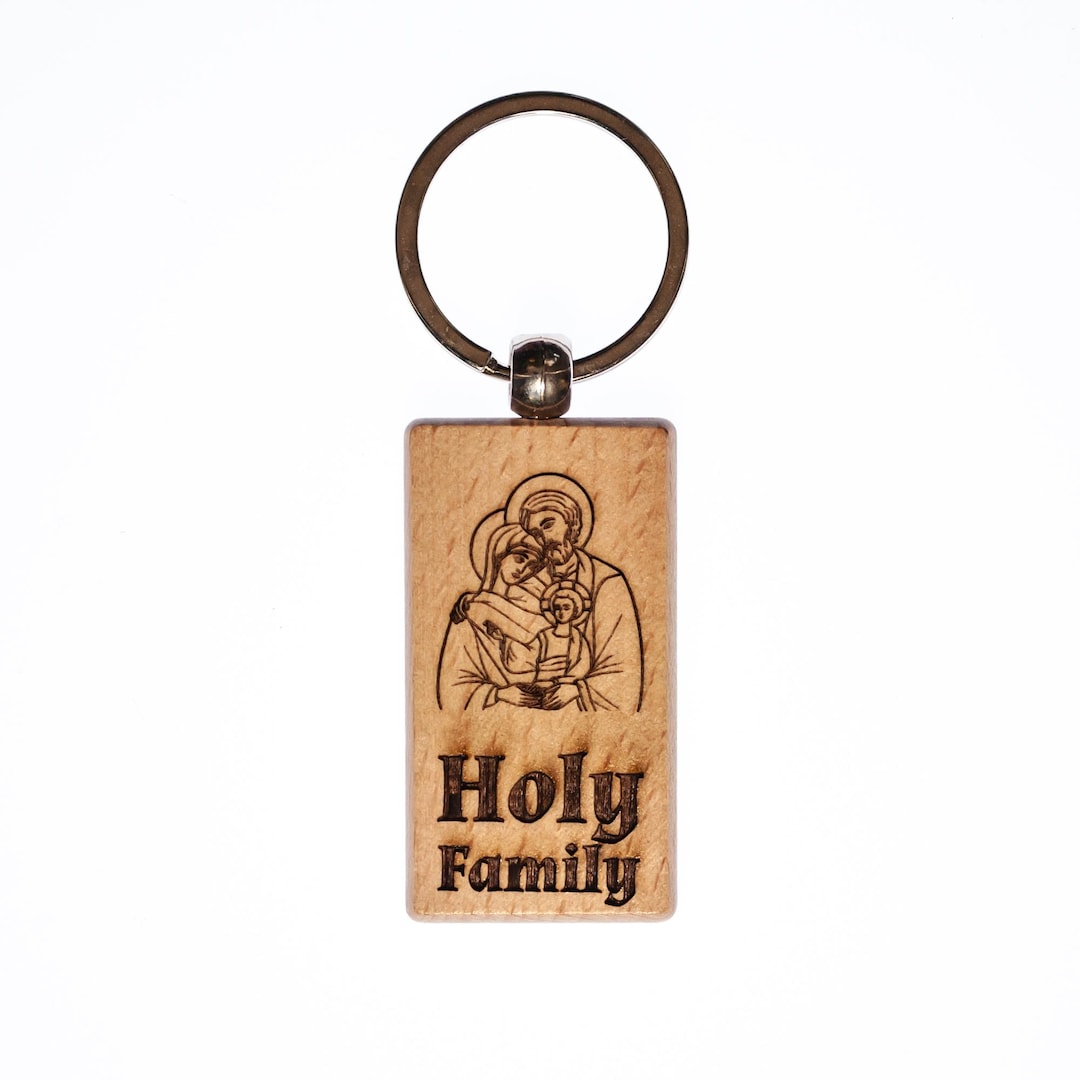 The Holy Family, Solid Wood Keychain, Engraved in the USA, Catholic - Etsy
