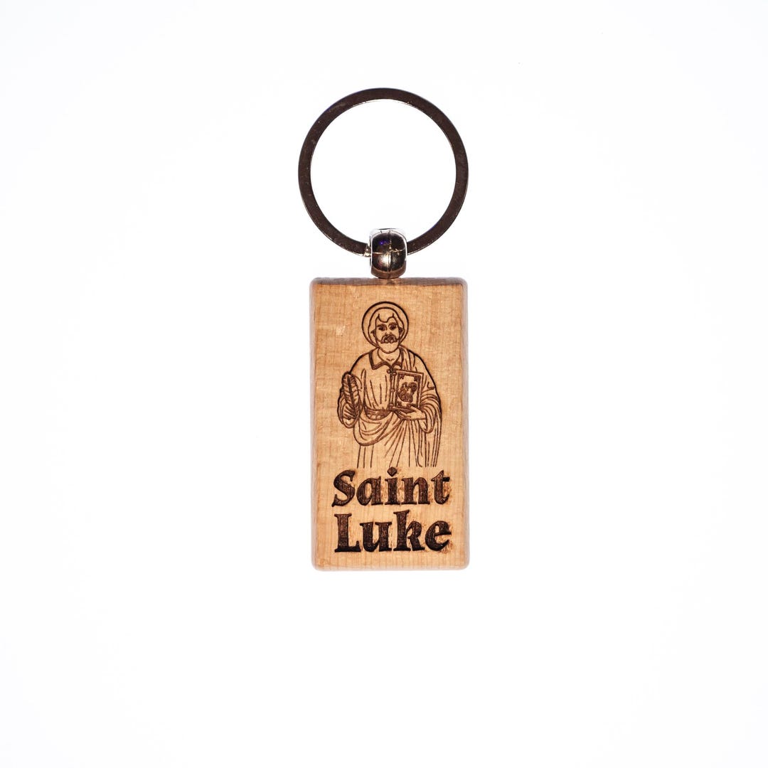 Saint Luke, Solid Wood Keychain, Engraved in the USA, Catholic - Etsy