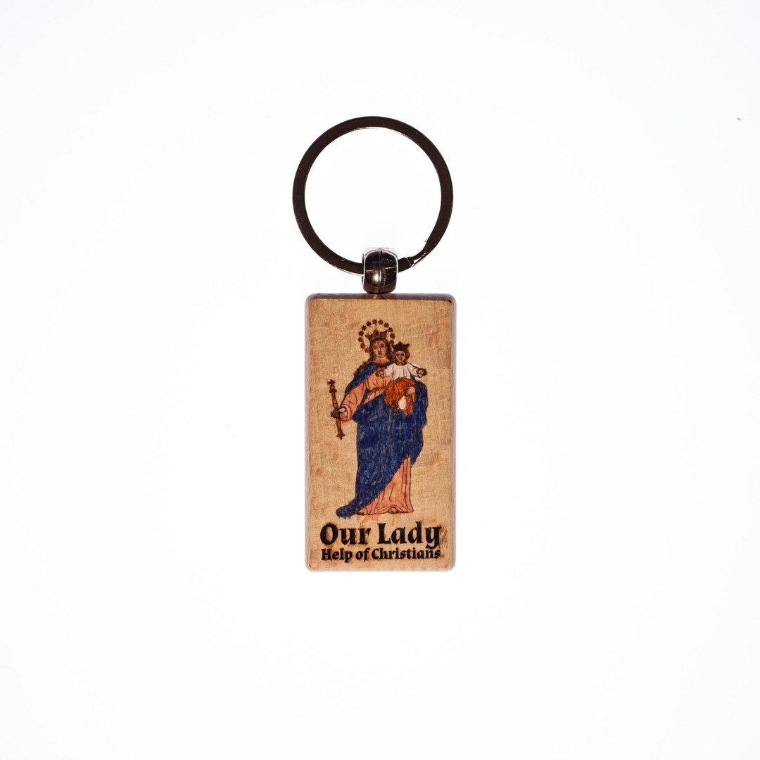Our Lady Help of Christians, Hand-colored, Solid Wood Keychain ...