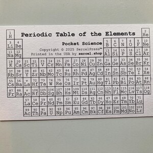 Periodic Table Reference Card – 3x5” Index Card Double-sided Chemistry ...