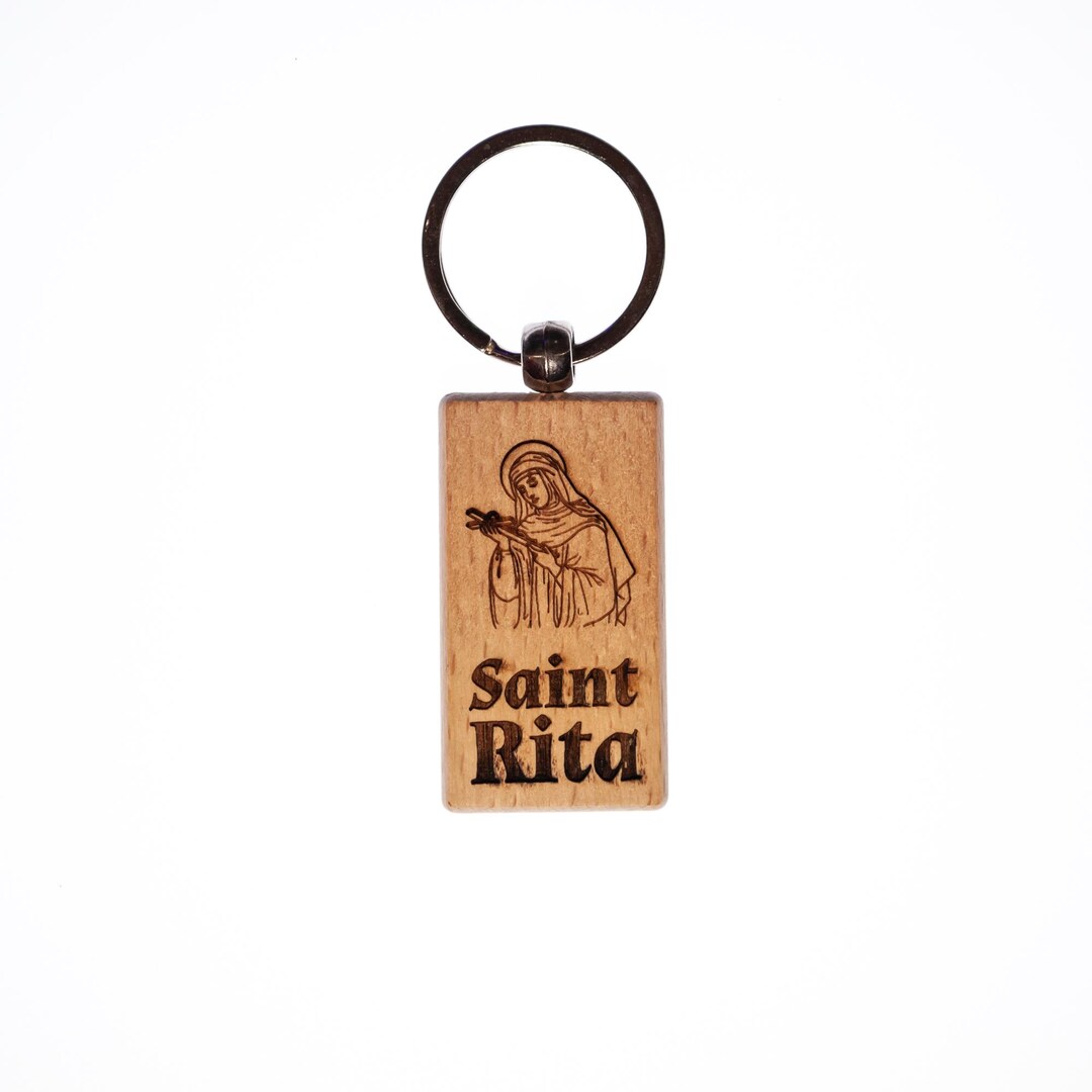 Saint Rita, Solid Wood Keychain, Engraved in the USA, Catholic - Etsy