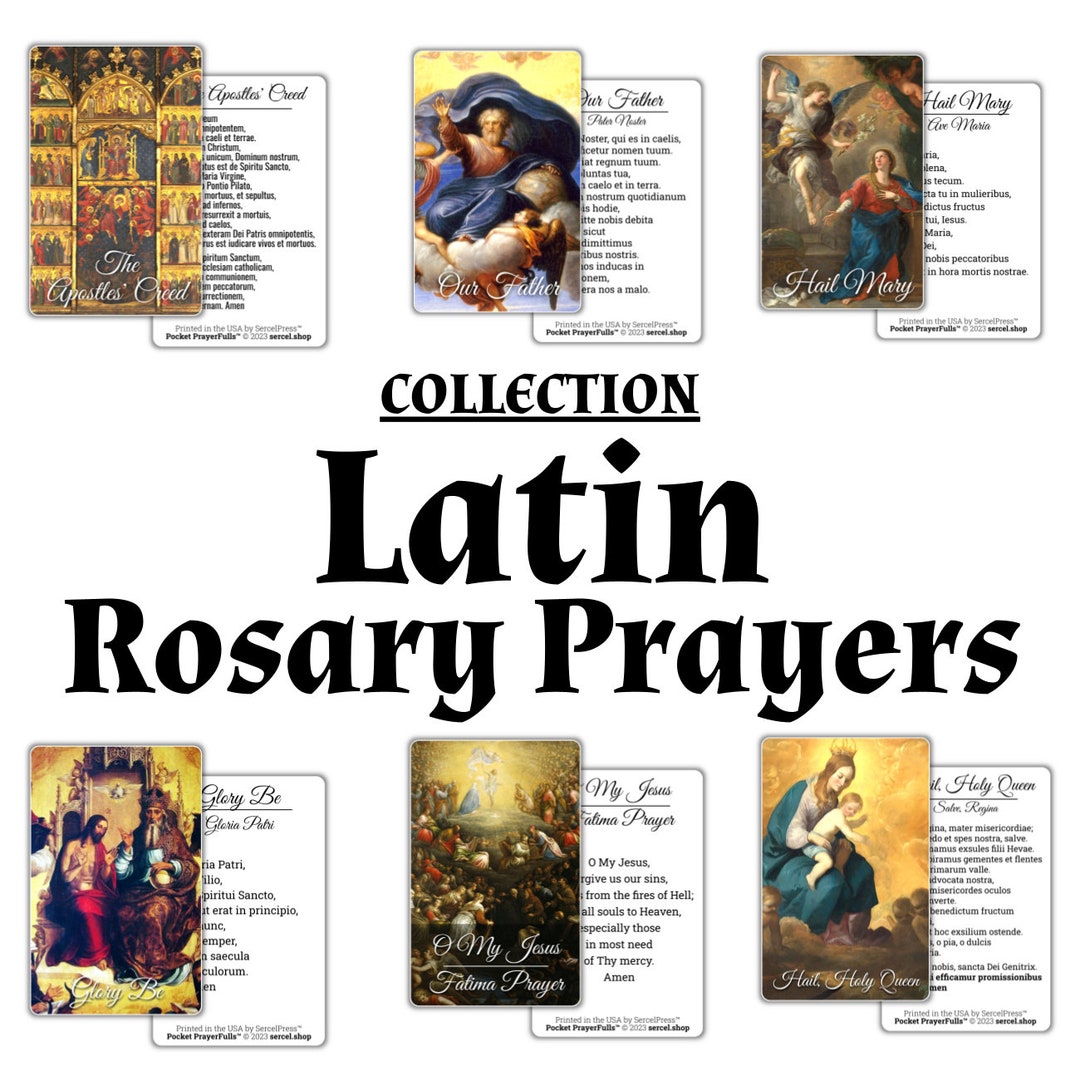 Latin Rosary Prayers Collection — set of 6 Holy Cards | Pocket ...