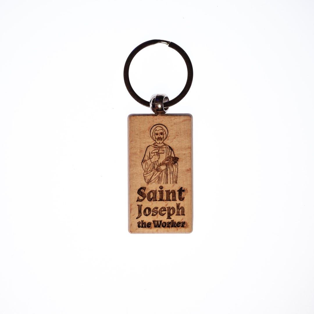 Saint Joseph the Worker, Solid Wood Keychain, Engraved in the USA ...