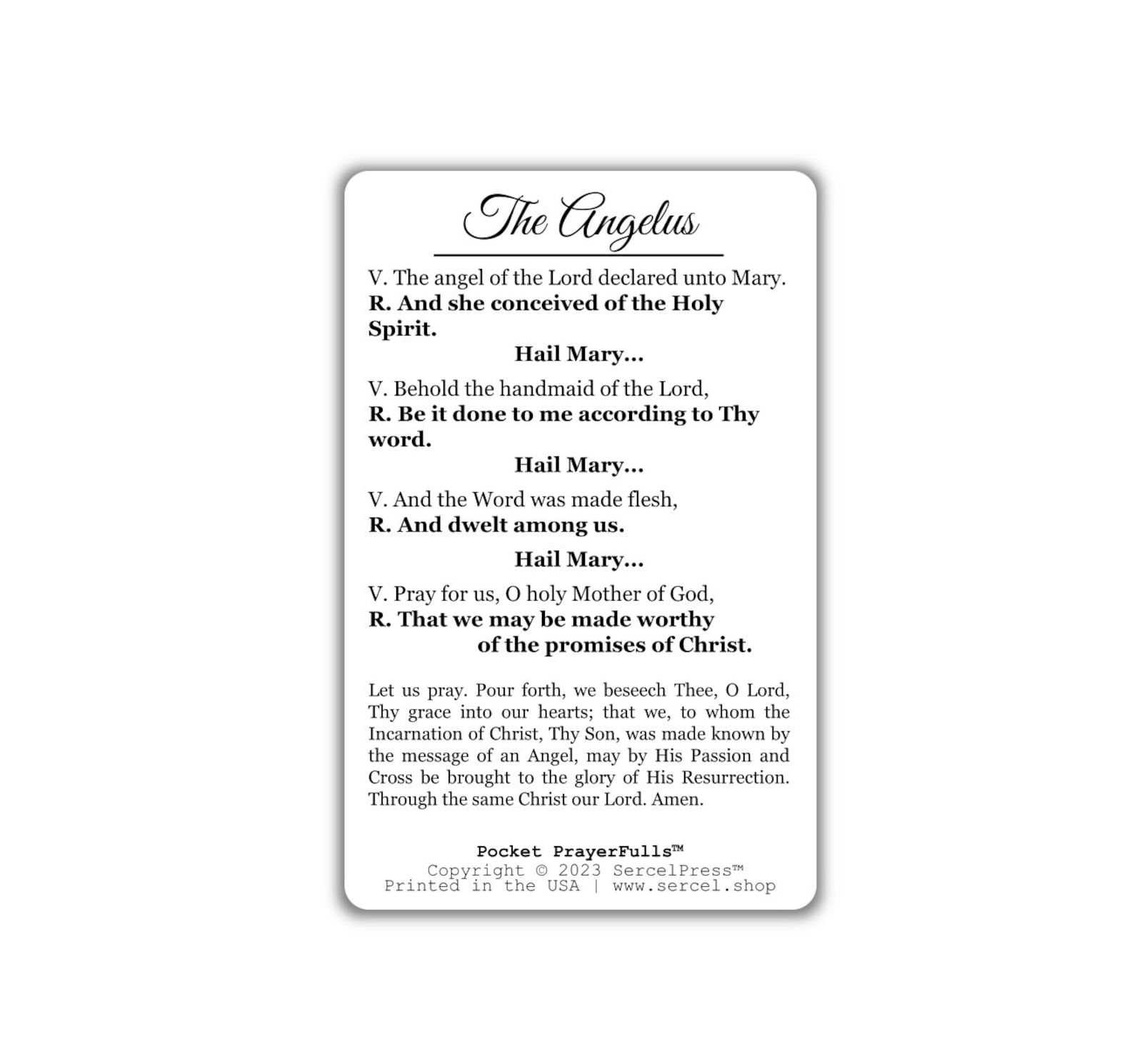 The Angelus: Pocket Prayerfulls™ Durable Wallet Prayer Cards Catholic ...