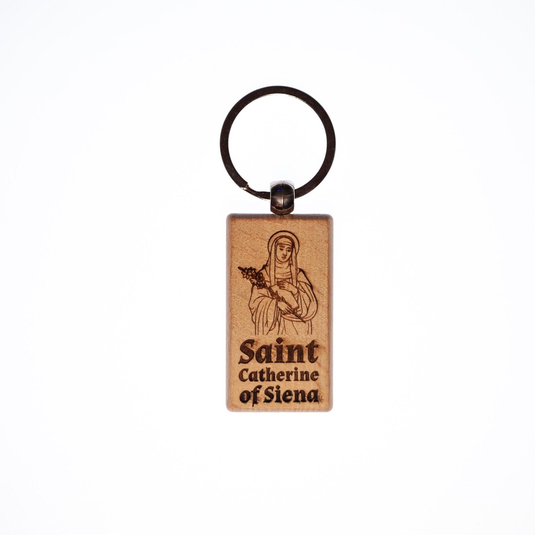 Saint Catherine of Siena, Solid Wood Keychain, Engraved in the USA ...