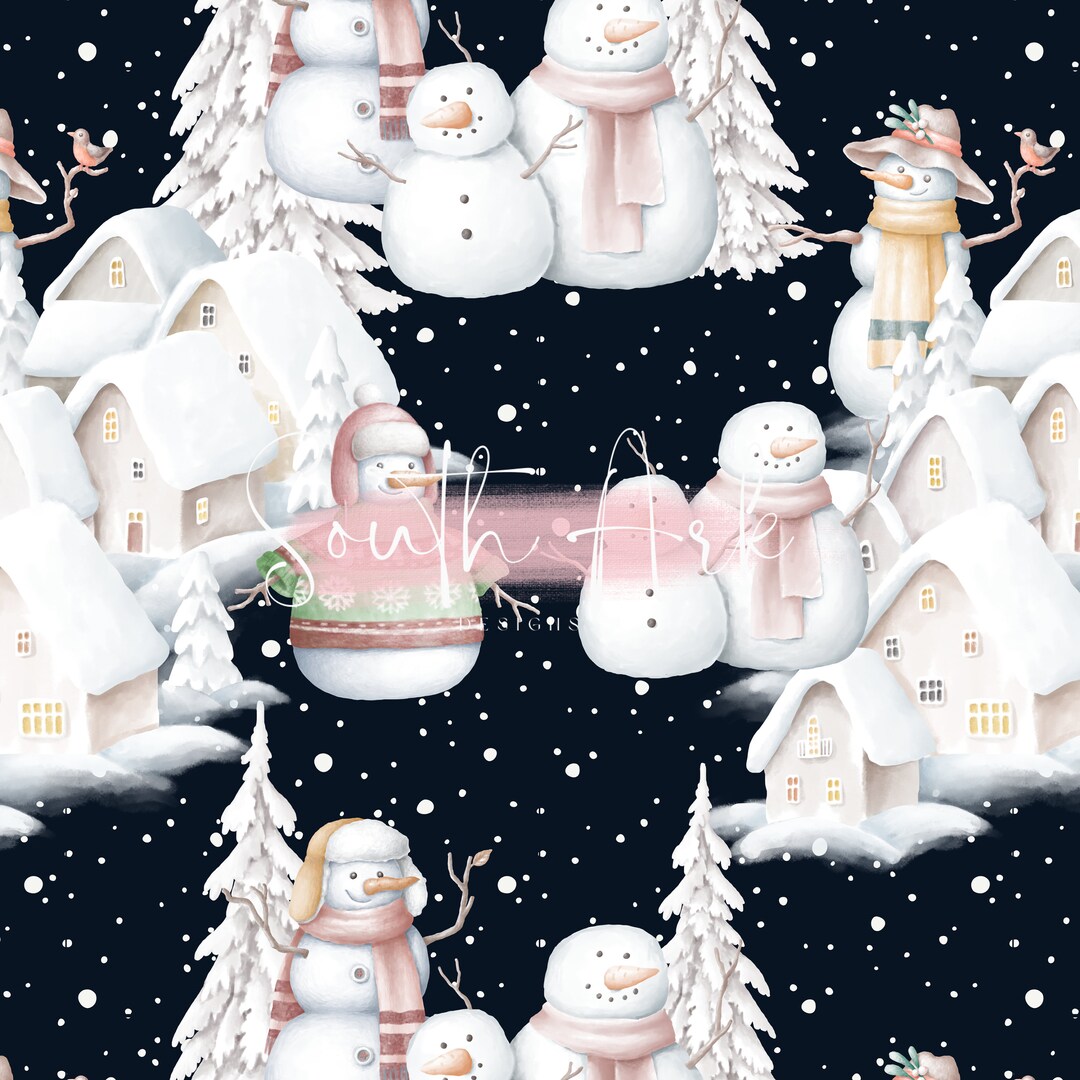 Snowman Dreams Seamless File digital Download - Etsy