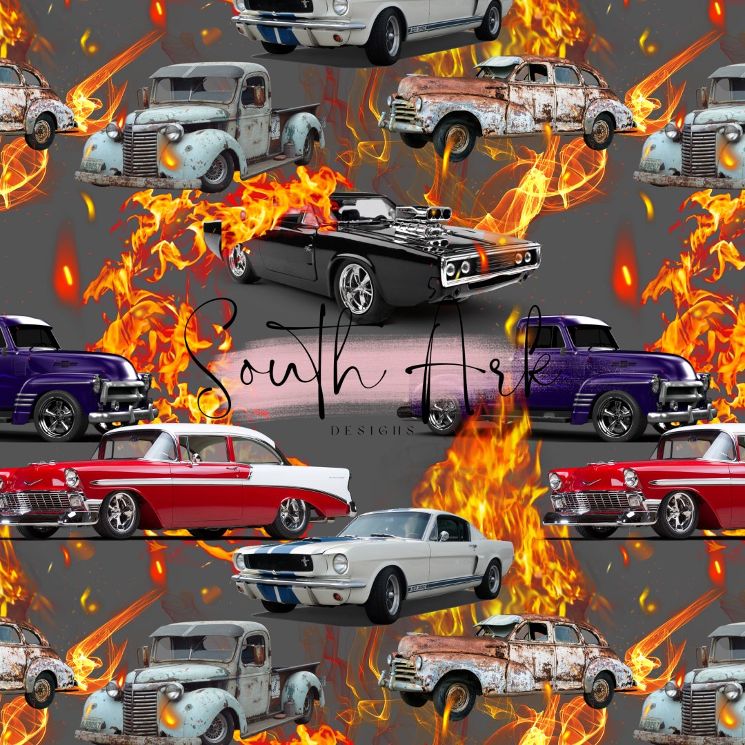 Hot Rod Garage Seamless File digital Download - Etsy