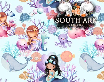 Mermaid Seamless,seamless Pattern,mermaid Pattern,digital Paper,digital ...