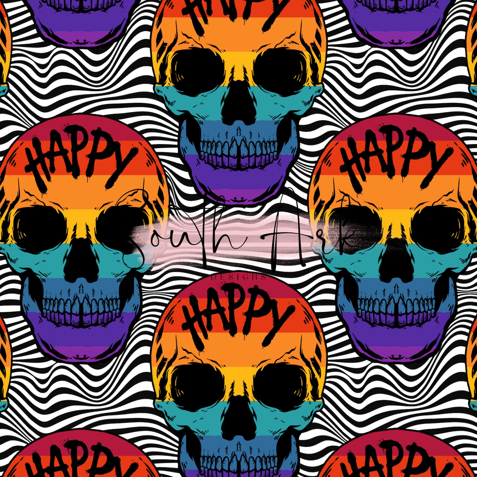 Trippy Rainbow Skull Boys Grunge Seamless File digital | Etsy