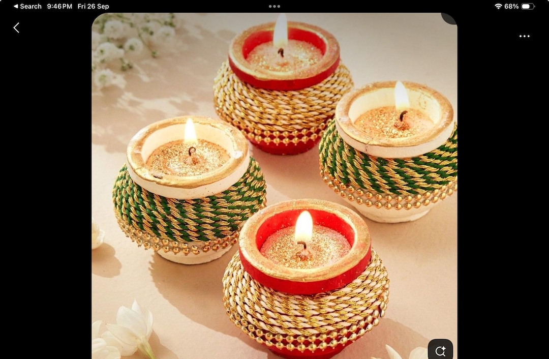 Set of 4 Festive Diwali Diya Candles | Handmade Matki Tea Light Holders ...