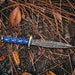 Cult Dagger Blue Wood Handmade Forged Damascus Steel Fixed Blade Dagger ...