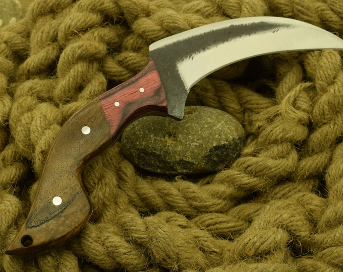 Hand Forged Karambit Knife: Carbon Steel Blade, Leather Sheath - Etsy ...