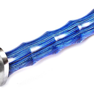 Cult Dagger Blue Wood Handmade Forged Damascus Steel Fixed Blade Dagger ...