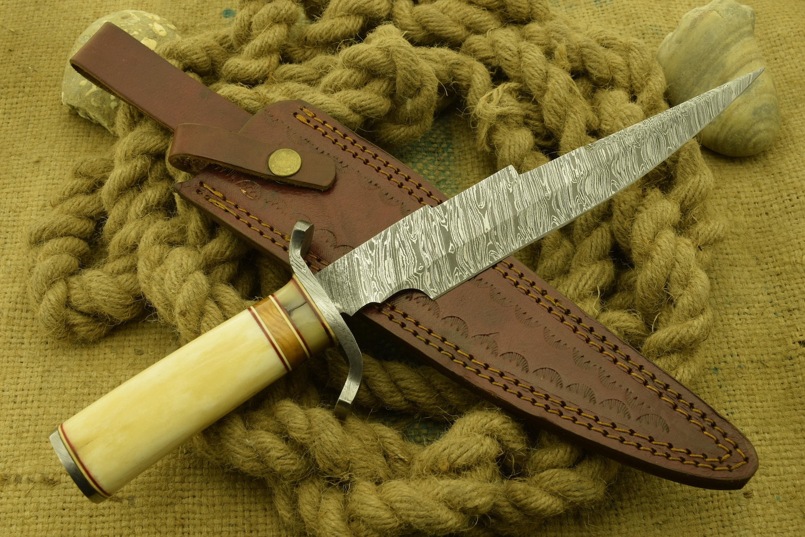 14" Bone Handle - Hidden Tang - Hunting Knife - FI 1028 - Etsy