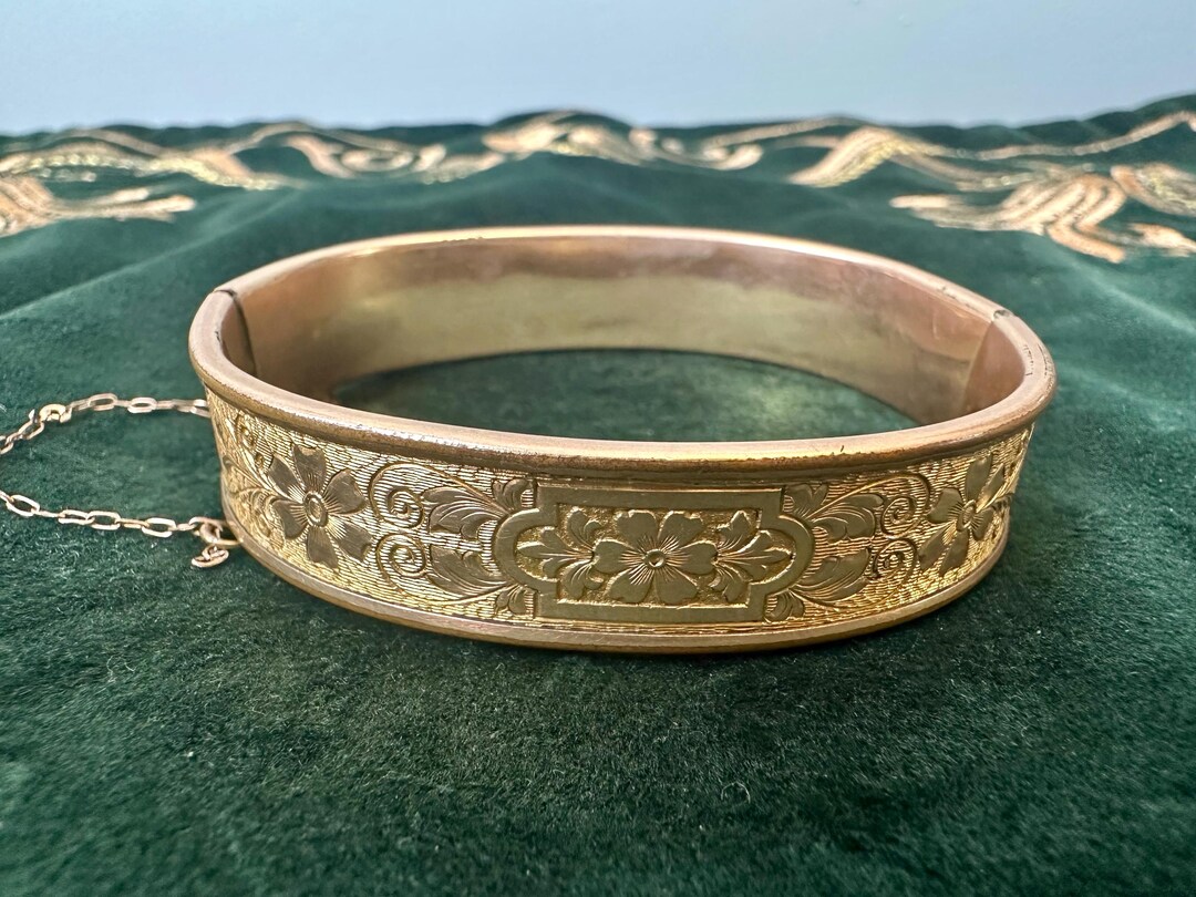1930s 10k Gold Filled Engraved Hinged Bangle Bracelet by S.O.B. SO ...