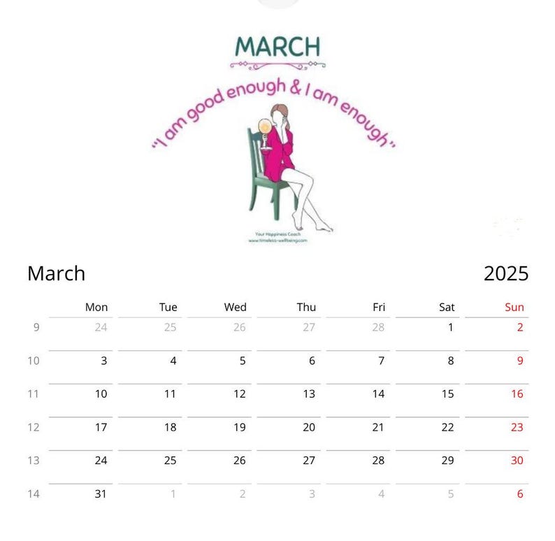 My Positive Affirmations Hanging Wall Calendar 2025 - Etsy Australia