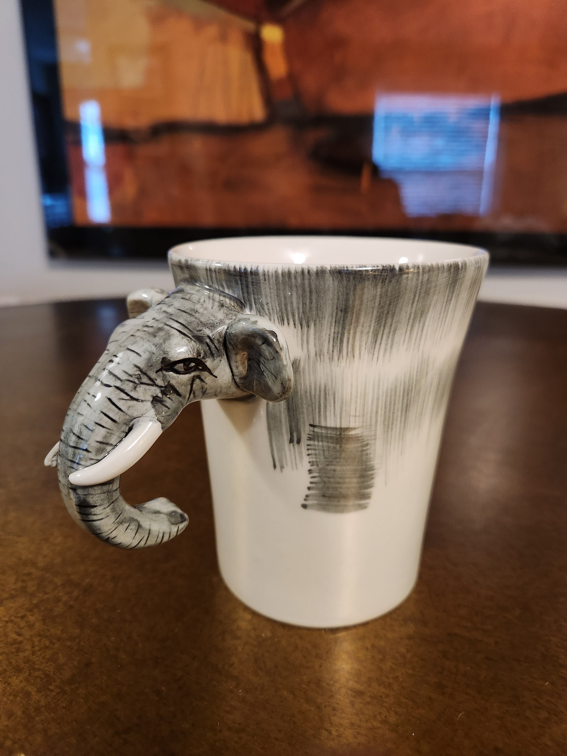 Pier 1 Imports 3D Hand Painted Stoneware Mug Trunk is Handle New Old ...