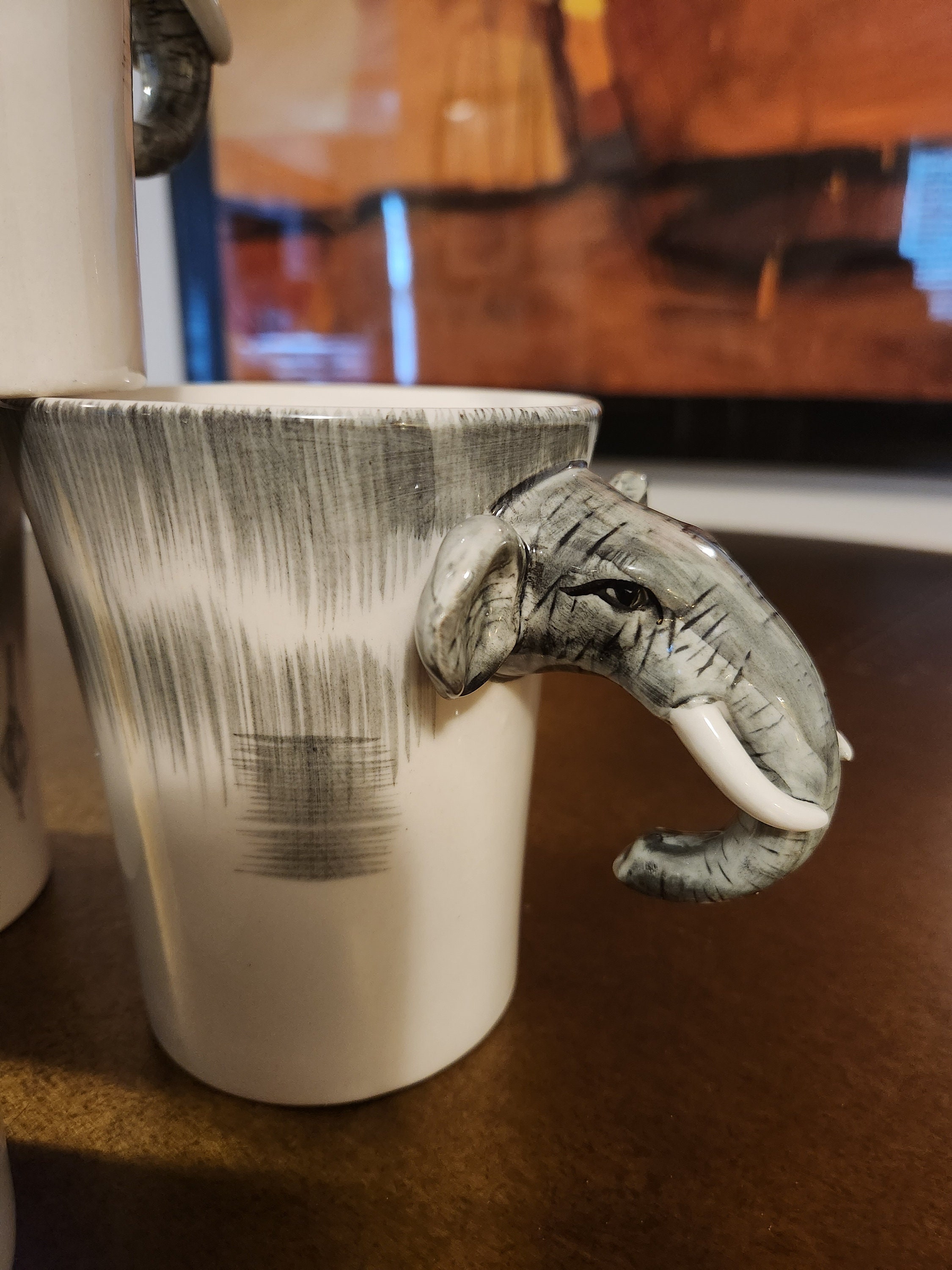 Pier 1 Imports 3D Hand Painted Stoneware Mug Trunk is Handle New Old ...