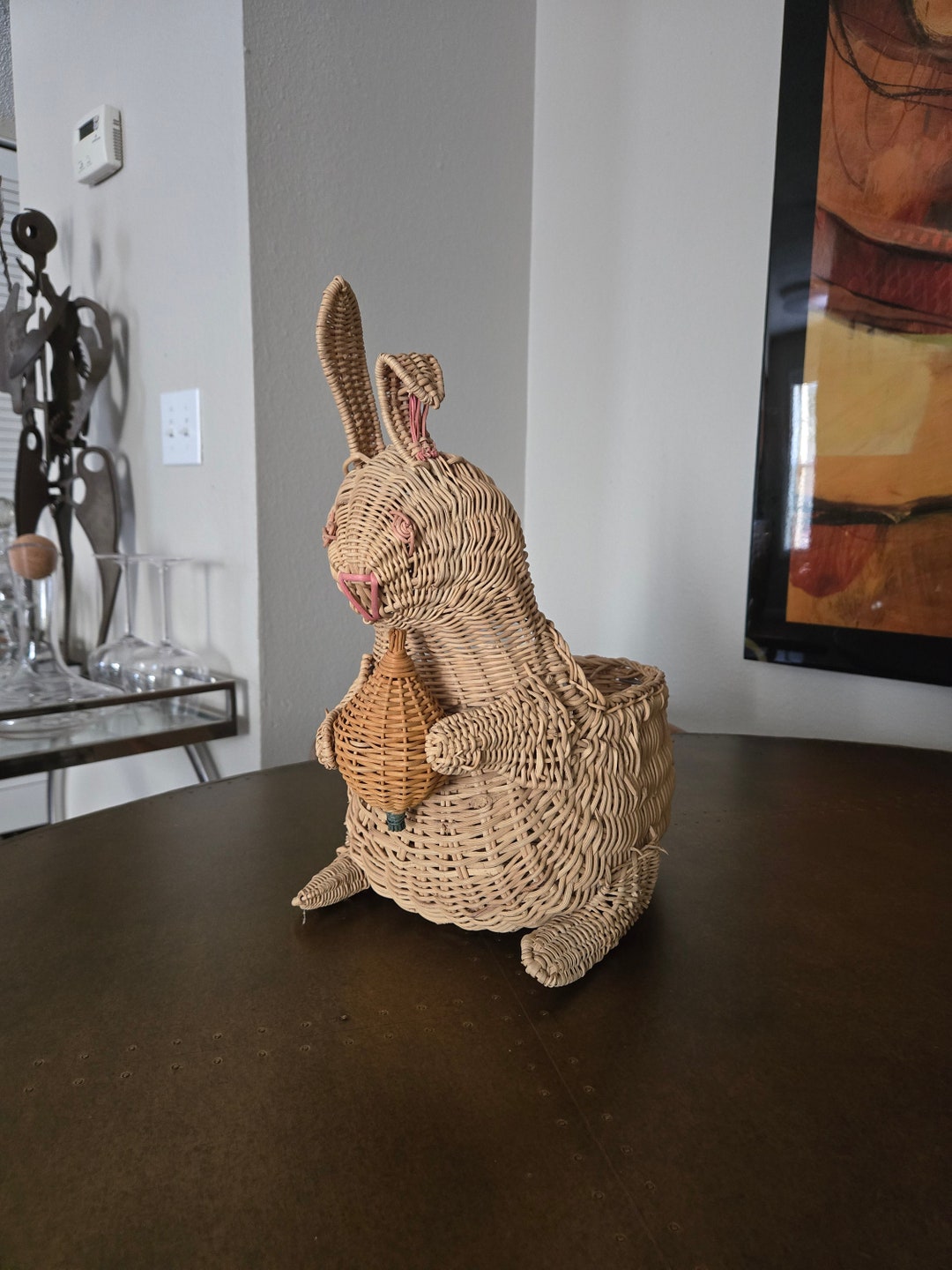 Vintage Handmade Rattan/ Wicker Bunny Rabbit Basket - Etsy