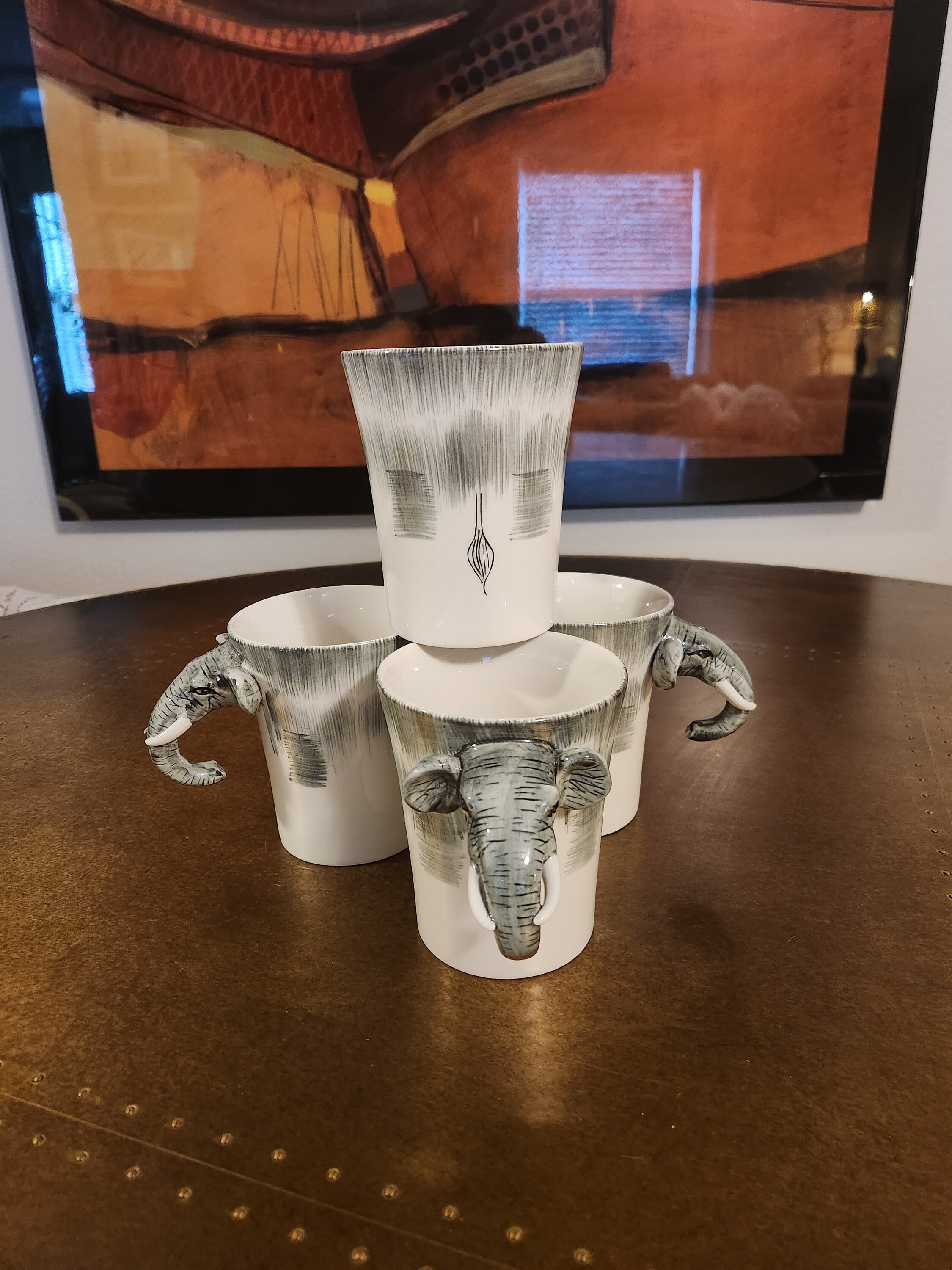 Pier 1 Imports 3D Hand Painted Stoneware Mug Trunk is Handle New Old ...