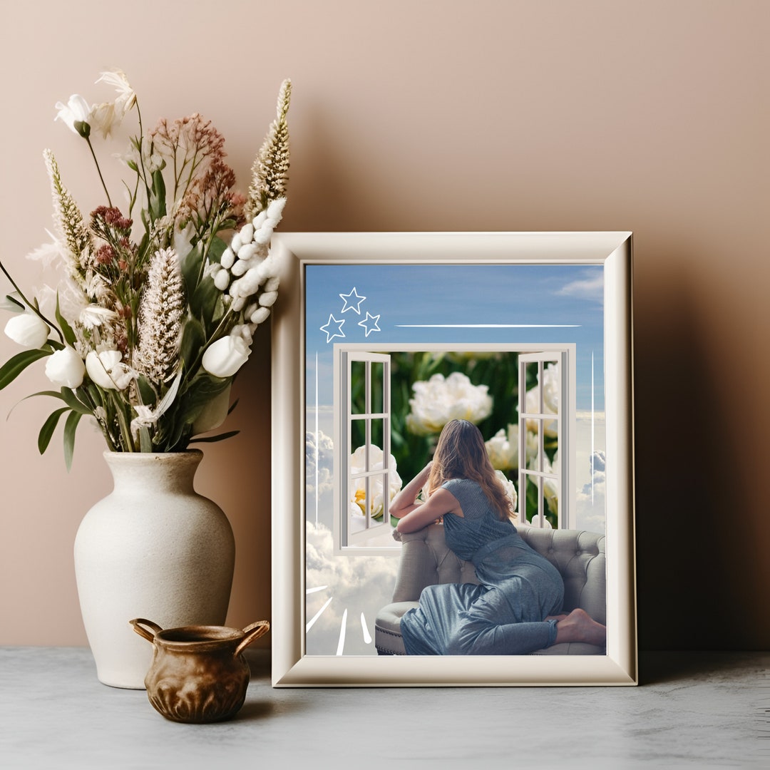 Heaven Struck Collage Art - Woman Portrait With Flowers - Floral ...
