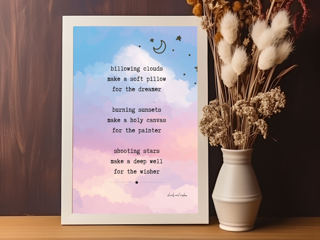 Nature Poetry Print - Clouds, Sunsets, and Stars Inspiration - Digital ...