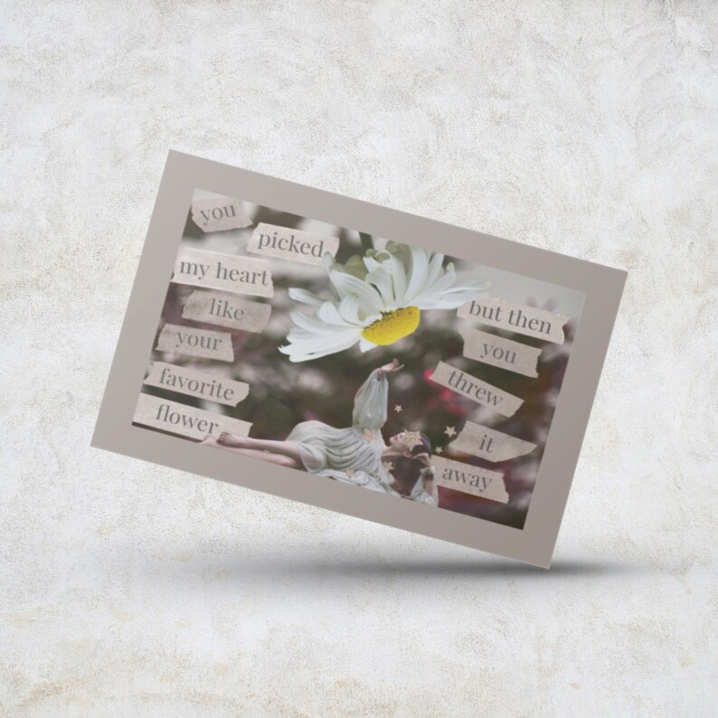 Floral Printable Collage - Sad Love Poetry - Daisy Flower Art - Star ...
