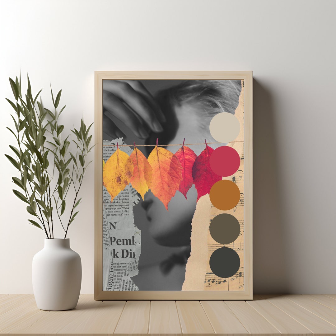 Autumn Leaves Collage Art - Fall Color Palette - Woman Portrait ...