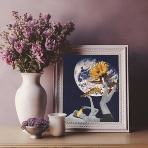 Vintage Sunflower Collage - Surreal Art - Outer Space Download ...