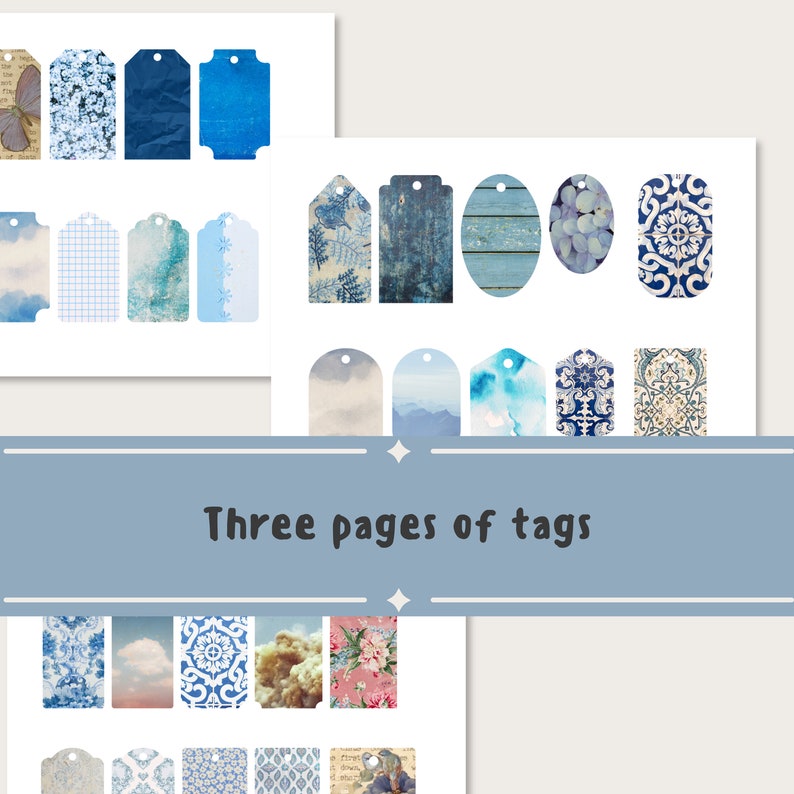 Vintage Blue Junk Journal Kit, Printable Ephemera, Digital Scrapbooking ...