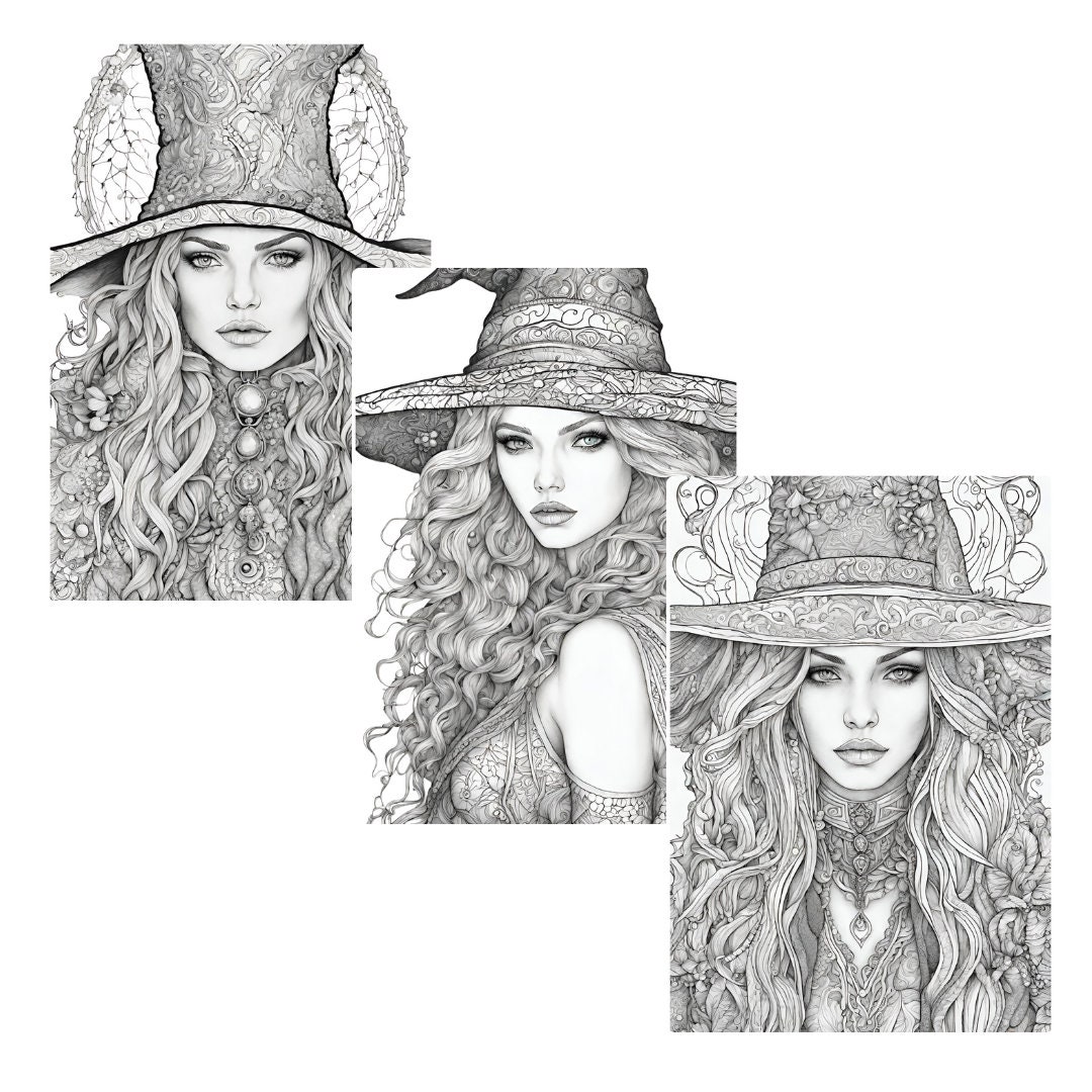 Zentangle Witch Male Female Coloring Book Witch Coloring - Etsy