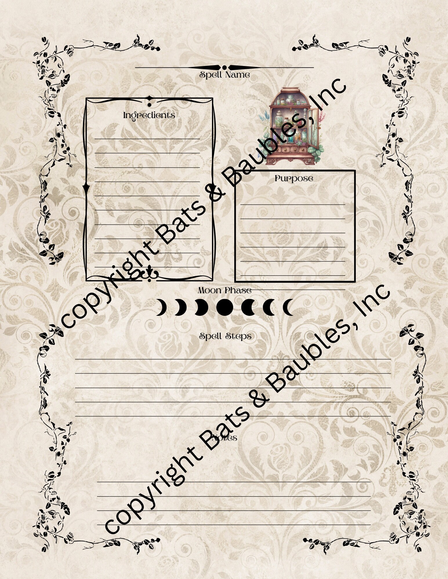 Digital Witchy Spell Pages for Witch Grimoire Book of Shadows - Etsy