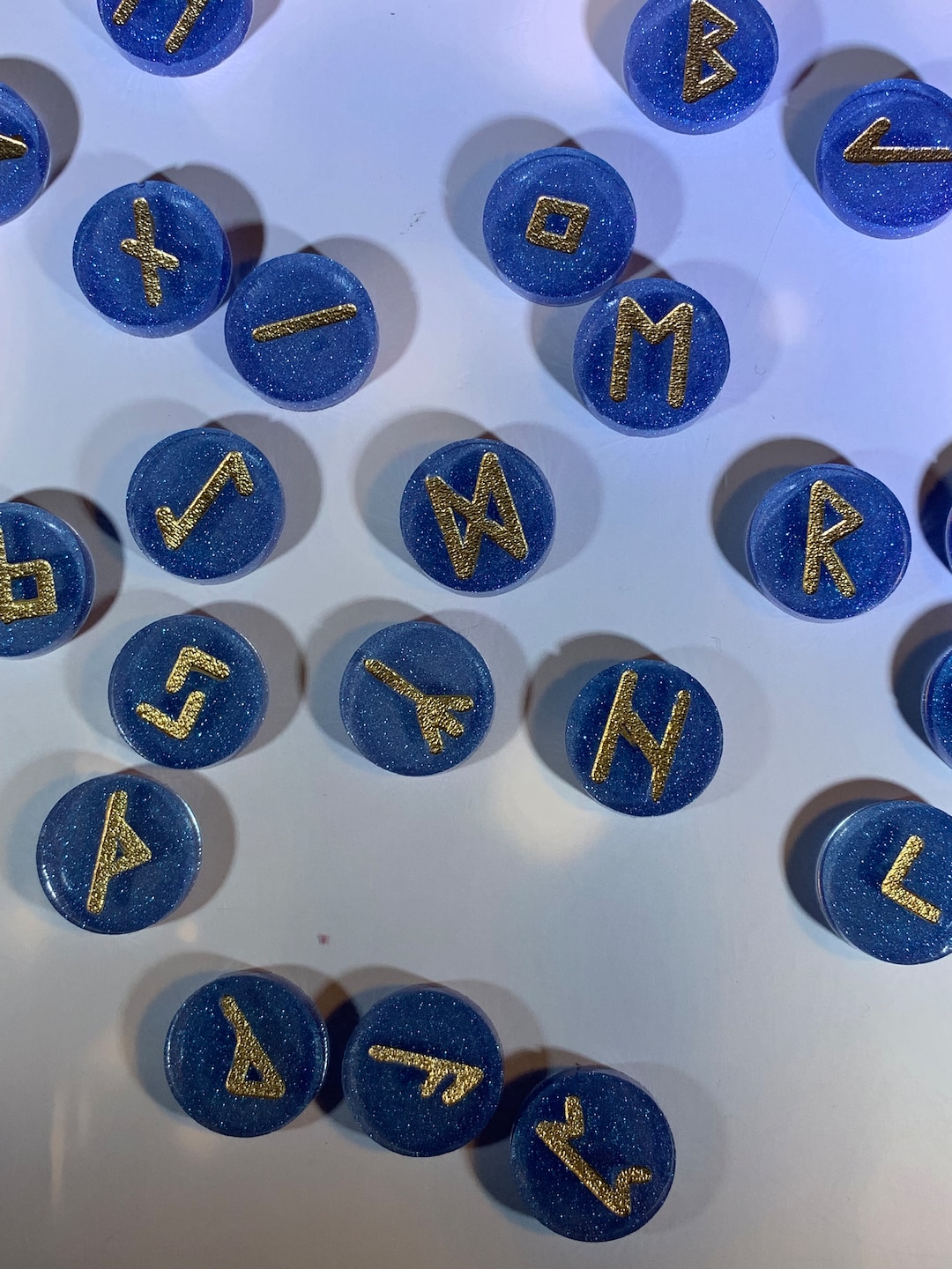Blue Round Gold Resin Rune Casting Stones| Resin Rune Stones | Viking ...