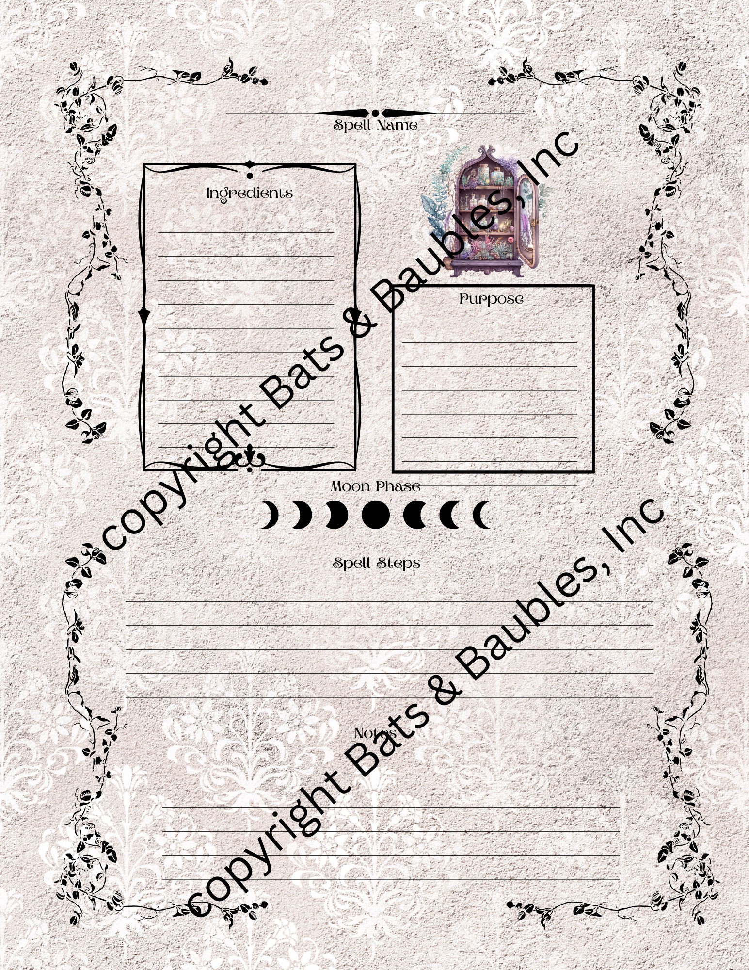 Digital Witchy Spell Pages for Witch Grimoire Book of Shadows Set of 9 ...