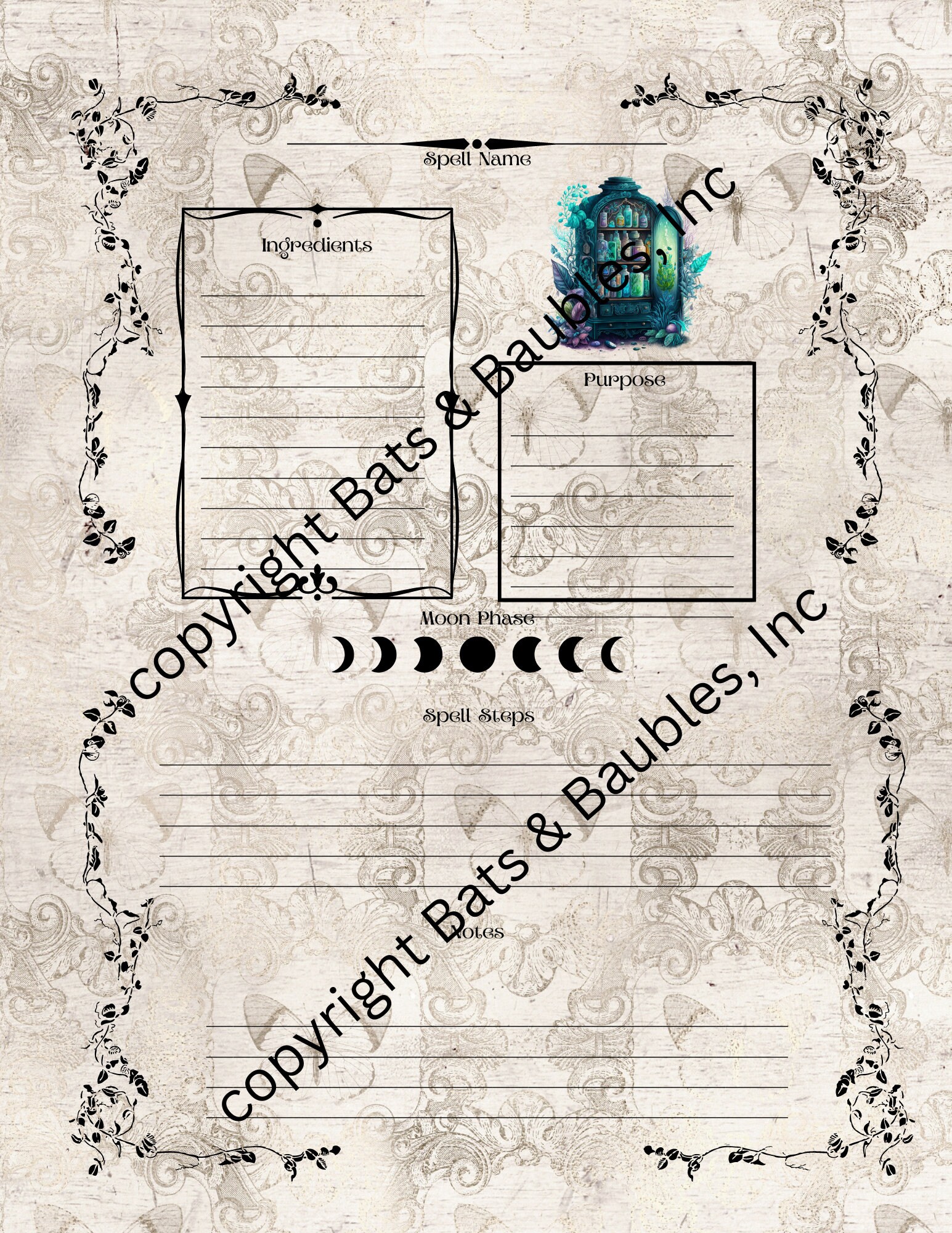 Digital Witchy Spell Pages for Witch Grimoire Book of Shadows - Etsy