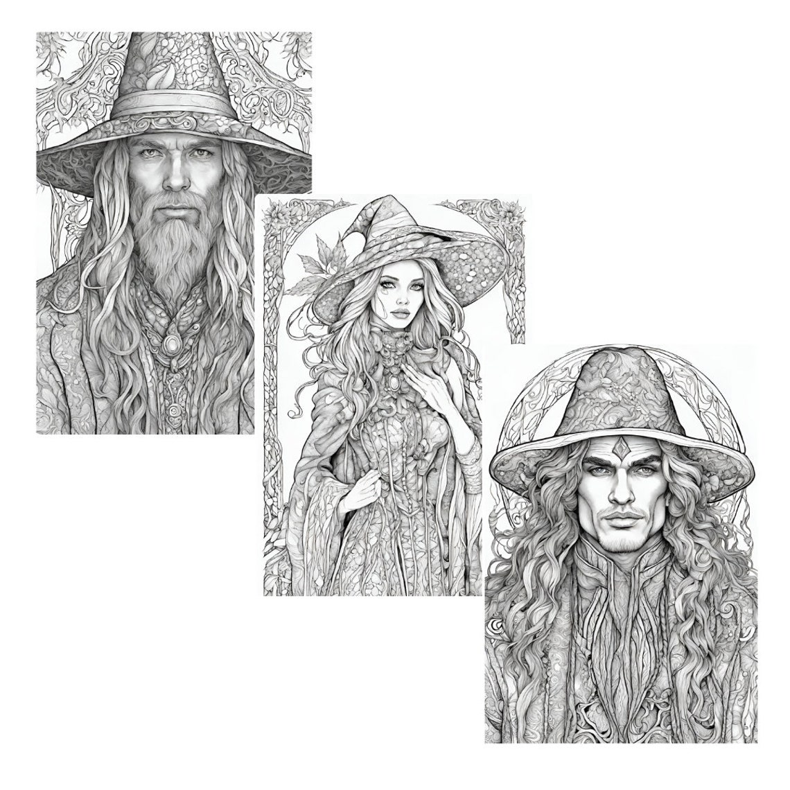 Zentangle Witch Male Female Coloring Book Witch Coloring Pages - Etsy
