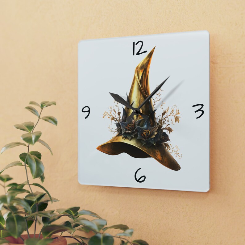 Gold Witch Hat Wall Clock, Witchy Clock, Witch Hat Home Decor, Gift for ...
