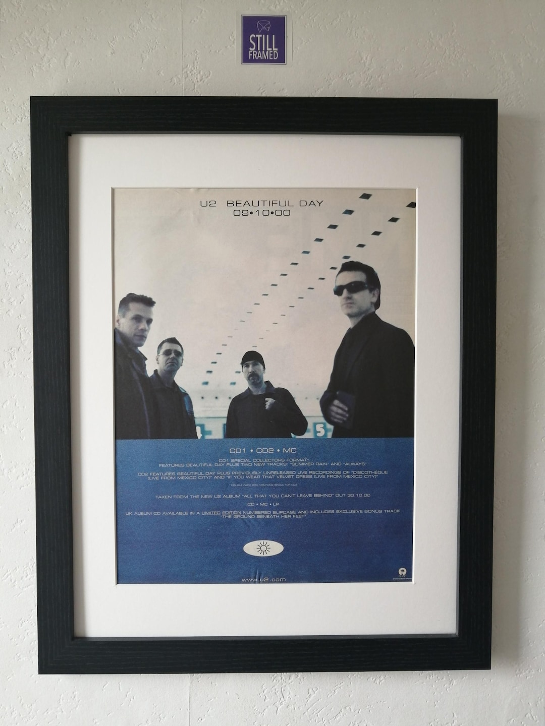U2 - Beautiful Day- 2000 - Original Framed Promo Poster - Etsy