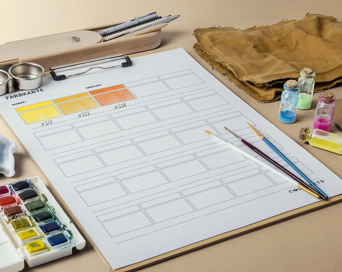 Color Chart Inlay for Watercolor Palette W 48 Half Pans Printable ...