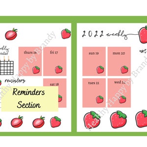 Strawberry Design Planner Monthly and Weekly Calendar Pages - Etsy